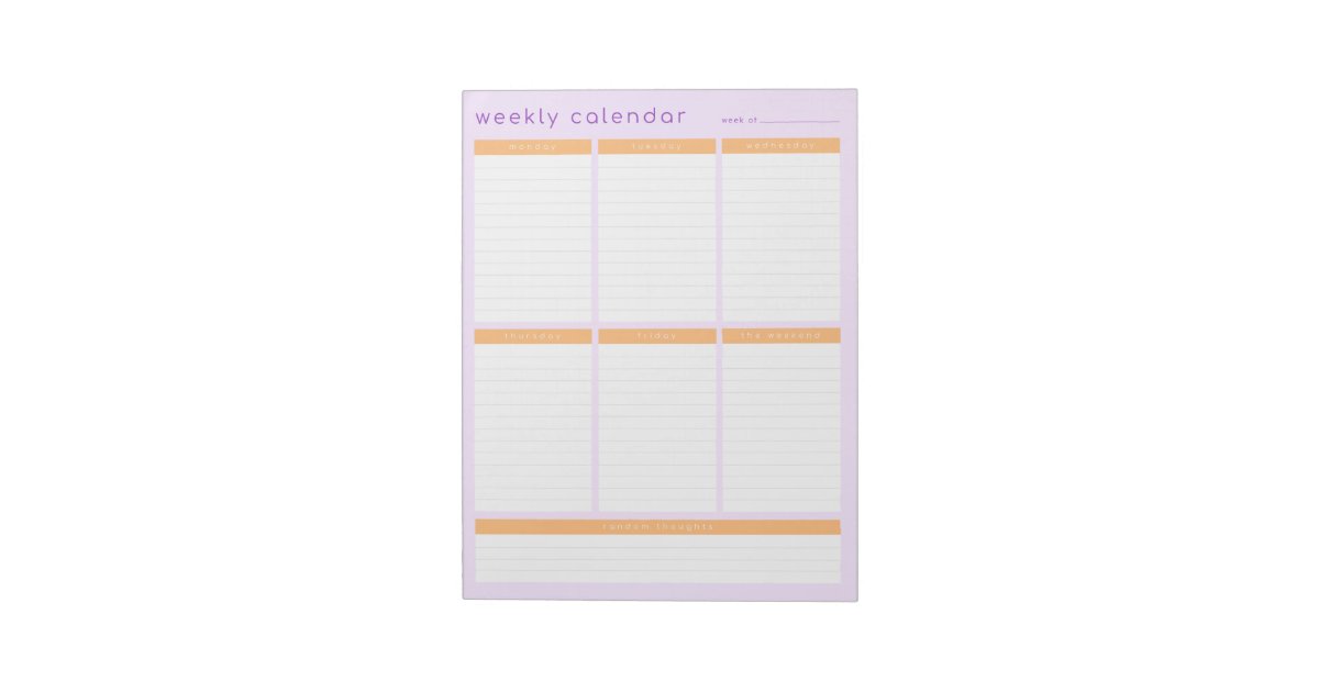 Weekly Calendar Notepad | Zazzle