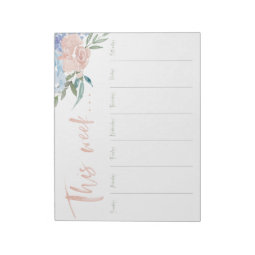 Weekly calendar watercolor flowers notepad | Zazzle
