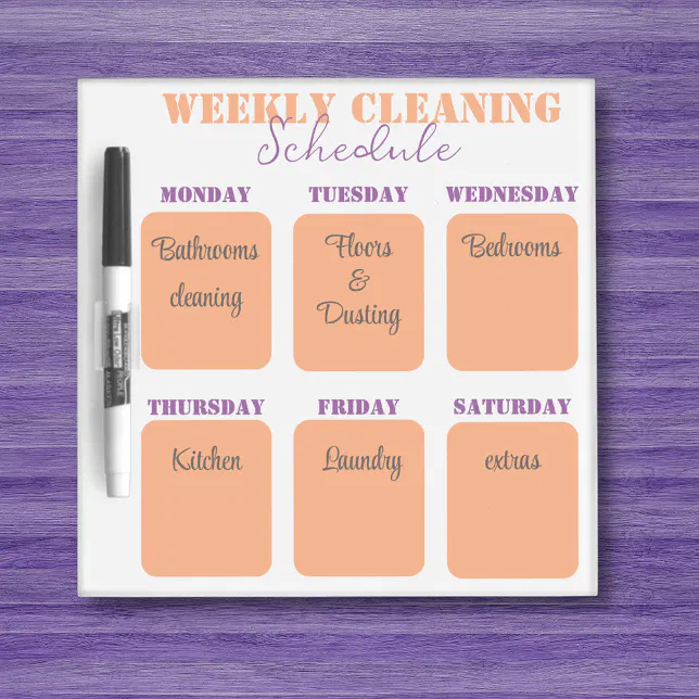 weekly cleaning schedule checklist template modern dry erase board | Zazzle