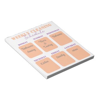 weekly cleaning schedule checklist template notepad | Zazzle