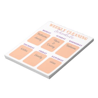 weekly cleaning schedule checklist template notepad | Zazzle