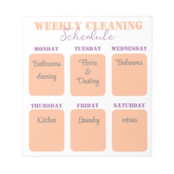 weekly cleaning schedule checklist template notepad | Zazzle