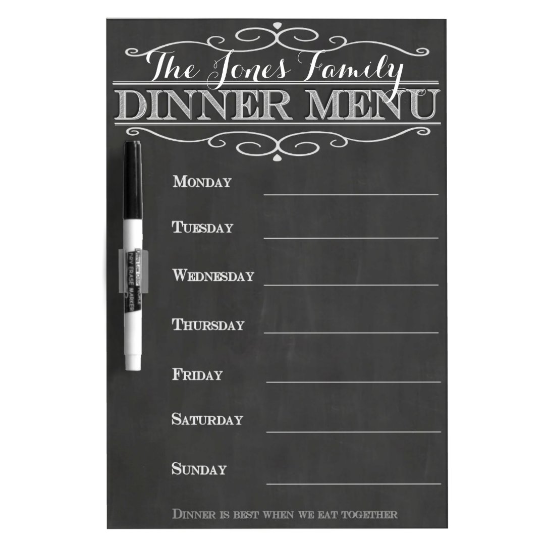 Weekly Dinner Menu Dry-Erase Board | Zazzle