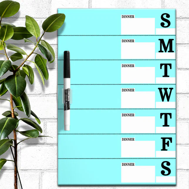 Weekly Dinner/Menu Planner Dry Erase Board | Zazzle