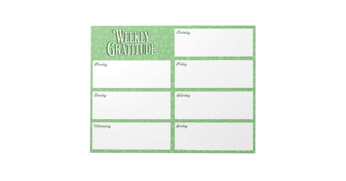Weekly Gratitude Sheets Notepad | Zazzle