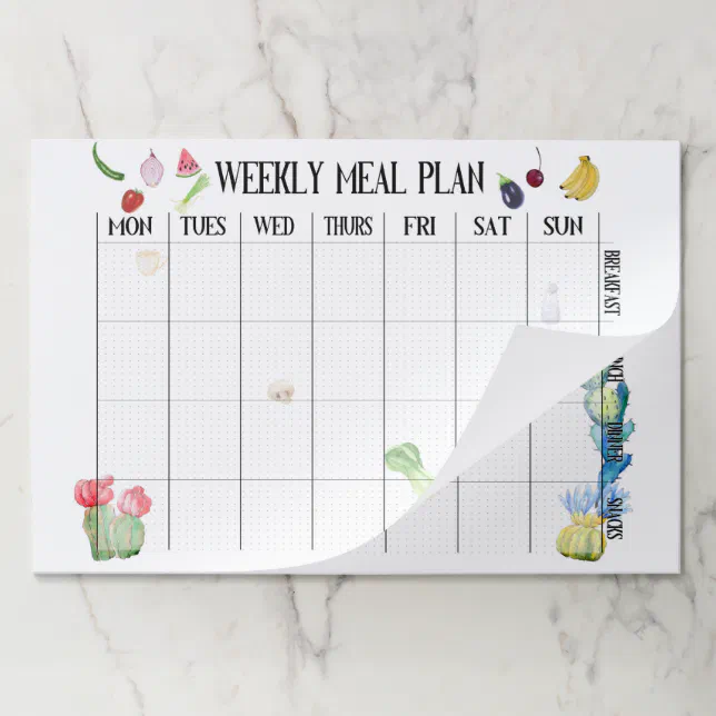 Weekly meal plan paper pad | Zazzle