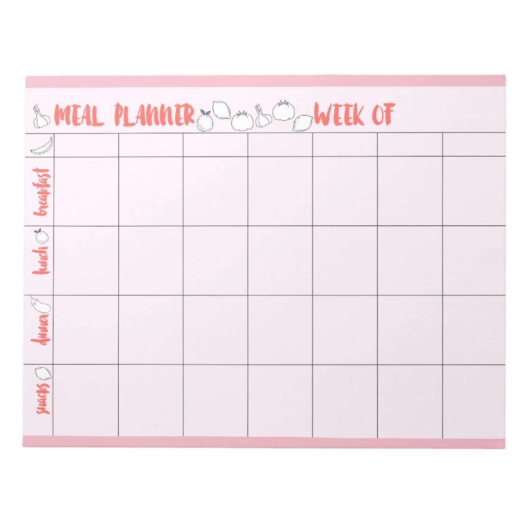 Weekly Meal Planner Notepad | Zazzle