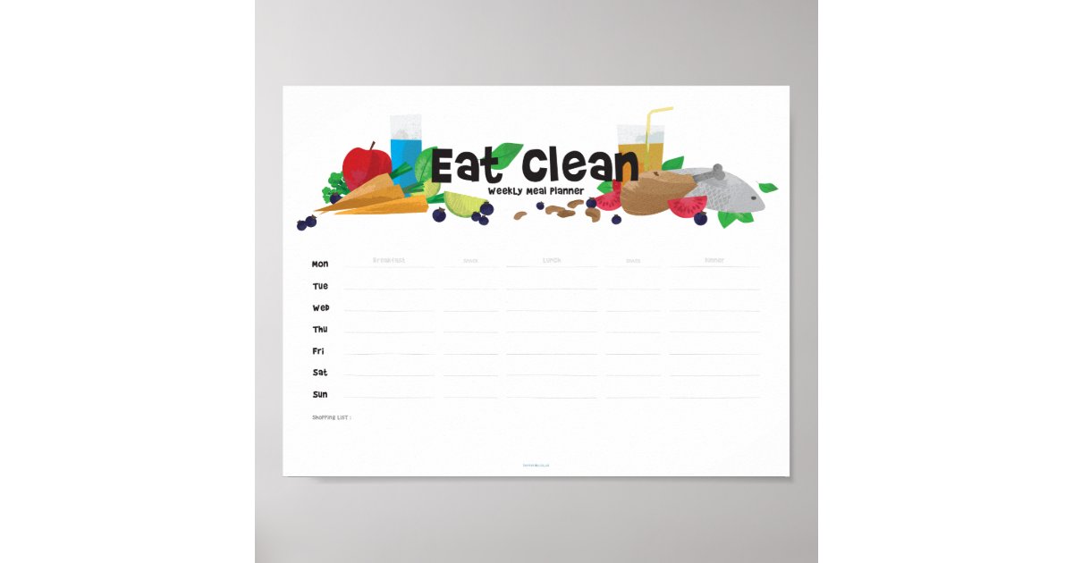 Weekly Meal Planner Poster | Zazzle