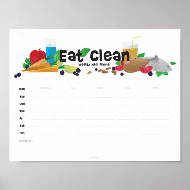Weekly Meal Planner Poster | Zazzle