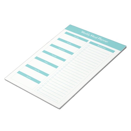 Weekly Meal Planner - Turquoise Notepad | Zazzle.com