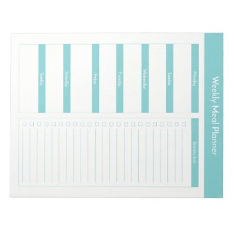 Weekly Meal Planner - Turquoise Notepad | Zazzle