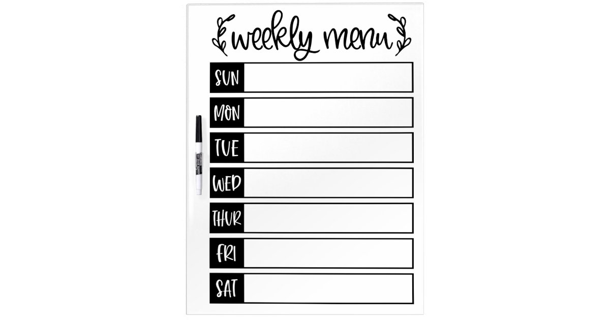 Weekly Menu Board | Zazzle