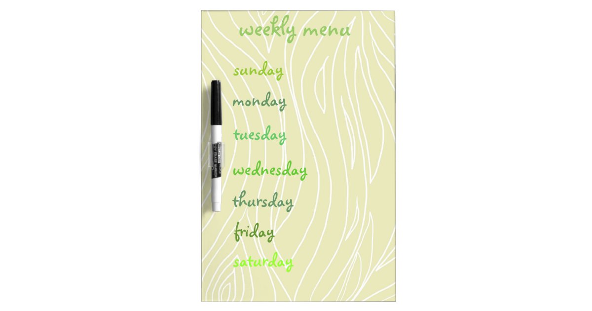 Weekly Menu Dry Erase Board | Zazzle