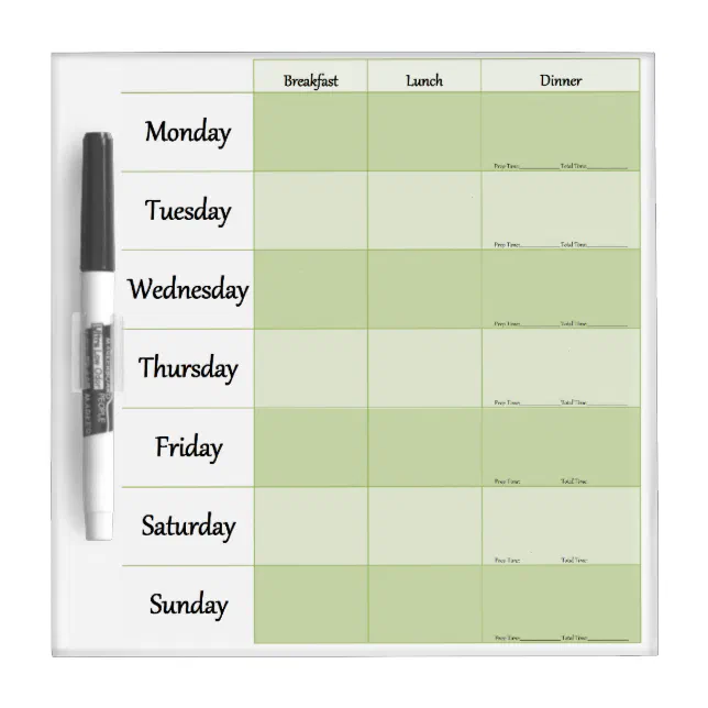Weekly Menu Planner Dry Erase Board | Zazzle