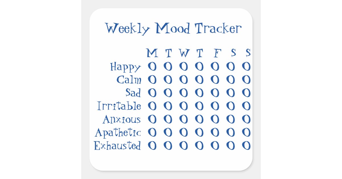 Weekly Mood Tracker Square Sticker | Zazzle