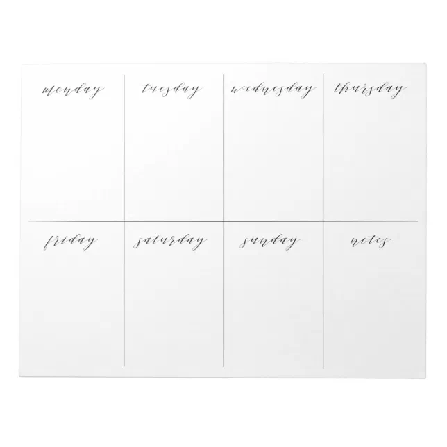 Weekly Planner Blank Calendar Notepad | Zazzle
