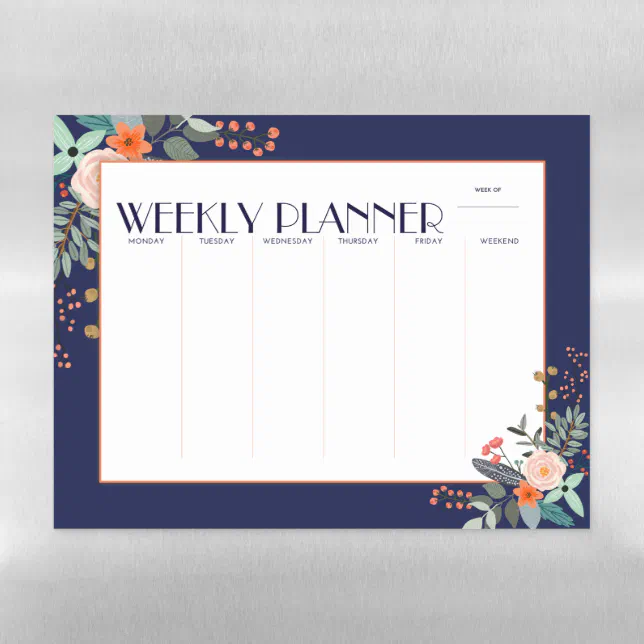 Weekly Planner Botanical Magnetic Dry Erase Sheet | Zazzle