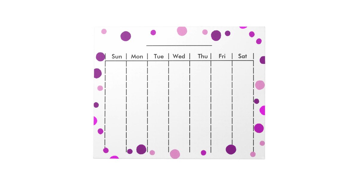 Weekly Planner Chart with Days of the Week Pages Notepad | Zazzle