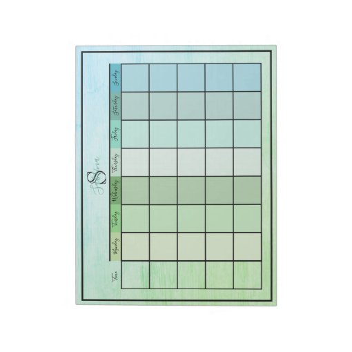 Weekly Planner Daily Blue Green Color Notepad | Zazzle