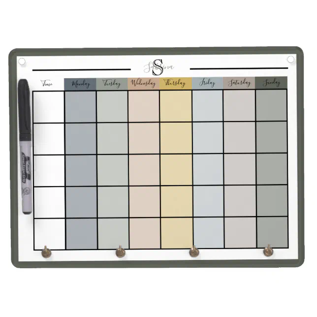 Weekly Planner Daily Color Combo 1 Dry Erase Board With Keychain Holder ...