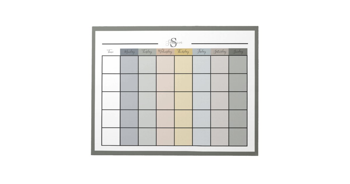 Weekly Planner Daily Color Combo 1 Notepad | Zazzle