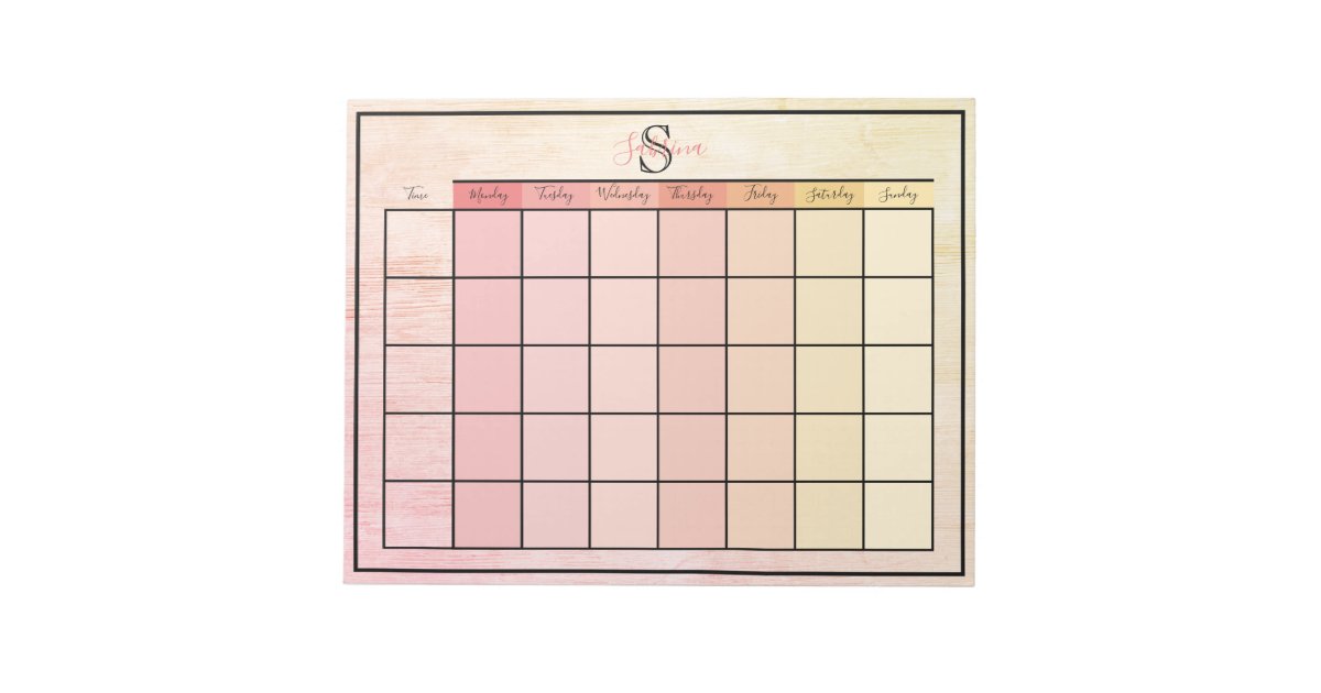 Weekly Planner Daily Pink Yellow Color Notepad | Zazzle