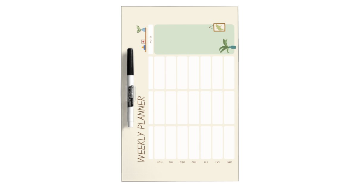 Weekly Planner Dry Erase Board | Zazzle