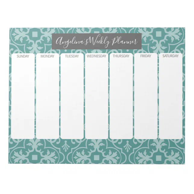 Weekly Planner - Modern Farmhouse Tile Pattern Notepad | Zazzle