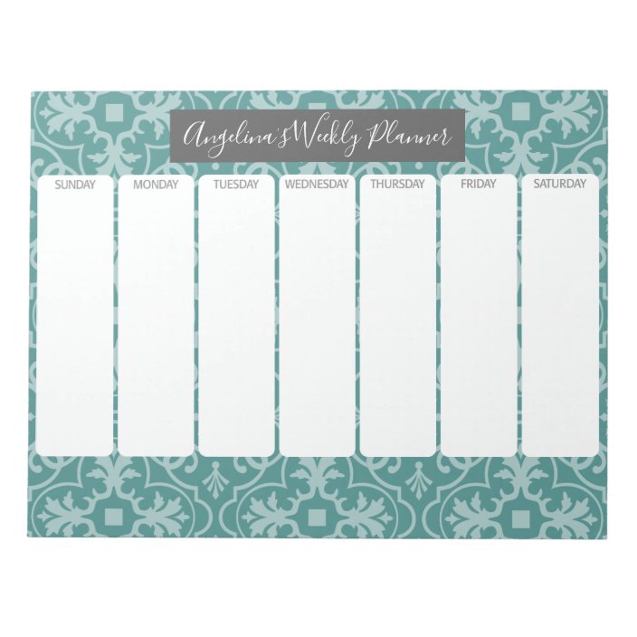 Weekly Planner - Modern Farmhouse Tile Pattern Notepad | Zazzle.com