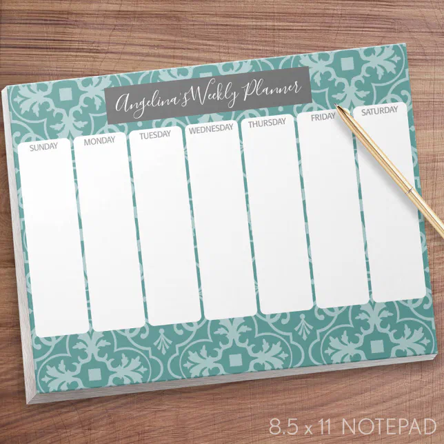 Weekly Planner - Modern Farmhouse Tile Pattern Notepad | Zazzle