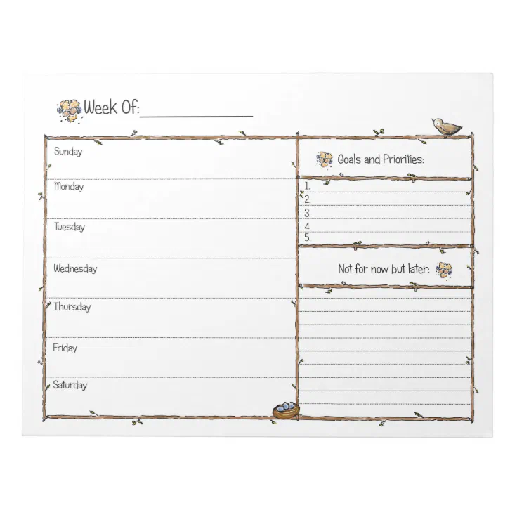 Weekly Planner Notepad | Zazzle