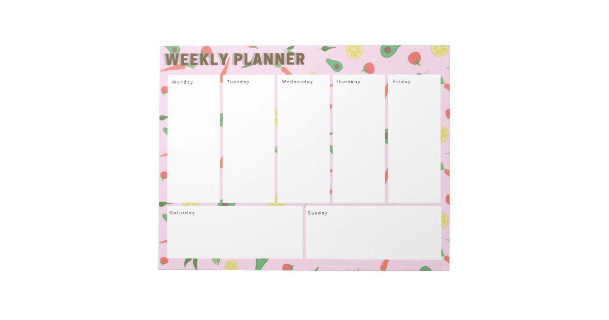 Weekly Planner Notepad | Zazzle