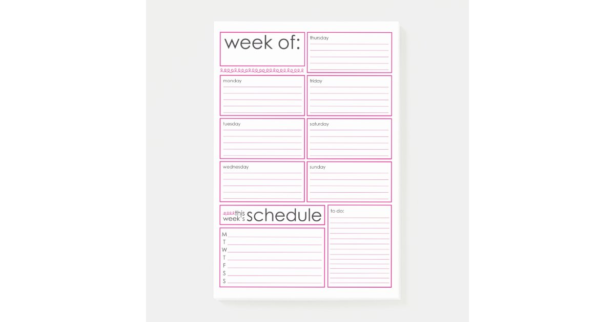 weekly planner Post-it® Notes | Zazzle