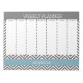 Weekly Planner Robin Egg Blue and Gray Chevrons Notepad | Zazzle