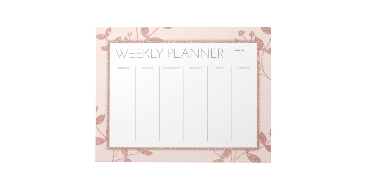 Weekly Planner Rose Gold Notepad | Zazzle