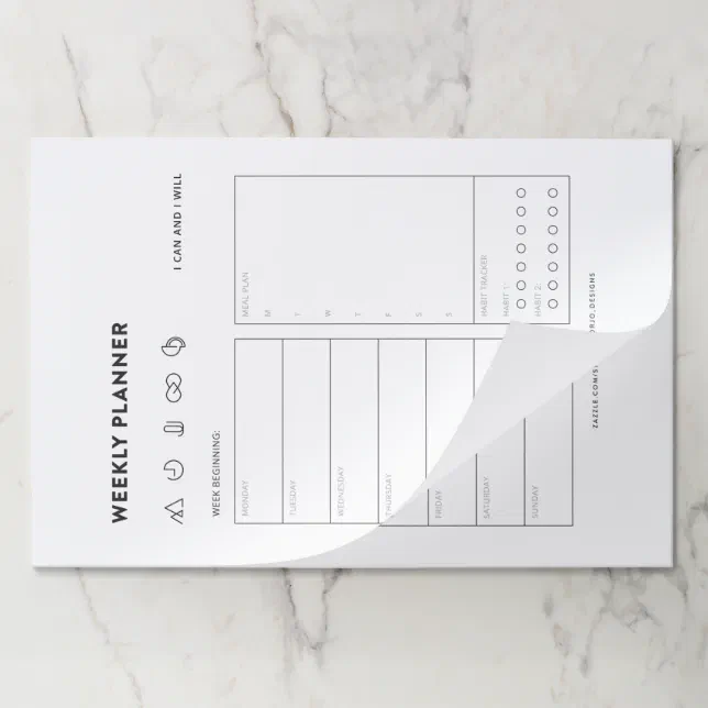 Weekly planner schedule to do list menu organizer paper pad | Zazzle