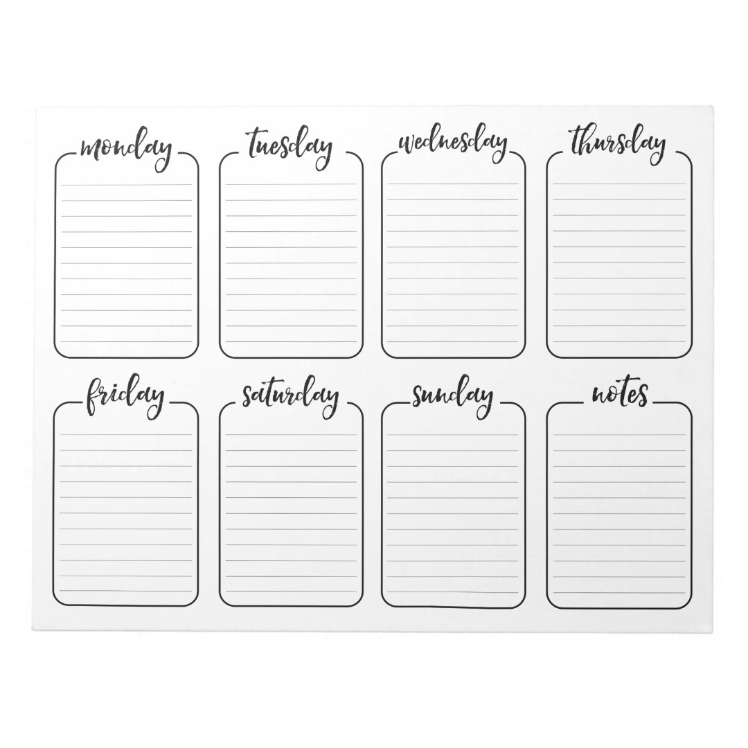 Weekly Planner Simple White Tear Away Calendar Notepad | Zazzle