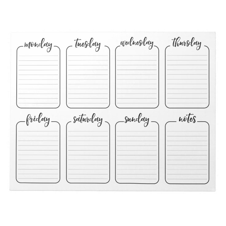 Weekly Planner Simple White Tear Away Calendar Notepad | Zazzle
