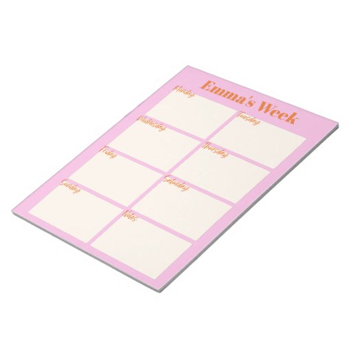 Weekly Planner To Do List Pink Monogram Name Cute Notepad | Zazzle