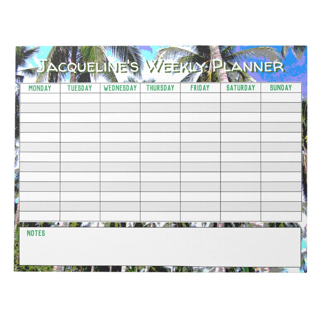 Weekly Planner to Personalise with Name Choice. Notepad | Zazzle