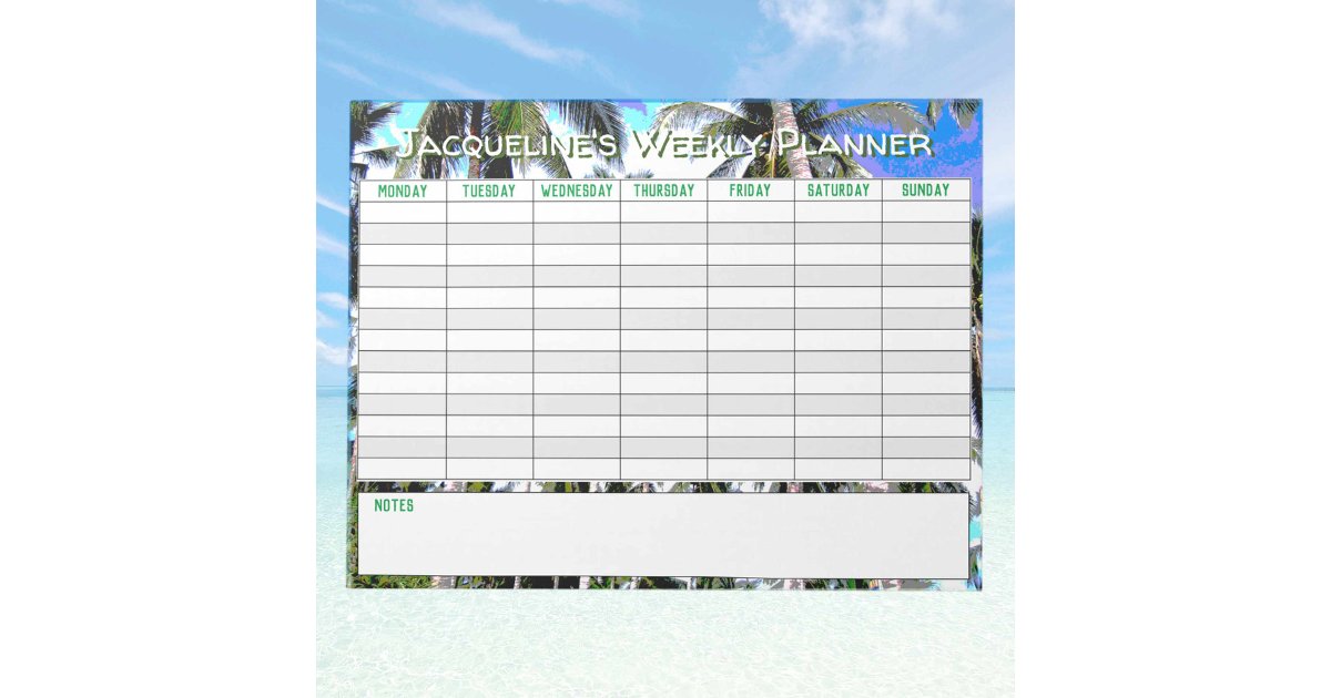 Weekly Planner to Personalise with Name Choice. Notepad | Zazzle