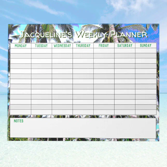 Weekly Planner to Personalise with Name Choice. Notepad | Zazzle