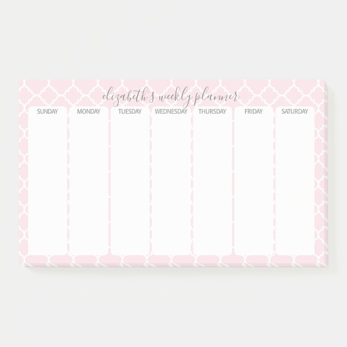 Weekly Planner with blush pink pattern name Post-it Notes | Zazzle.com
