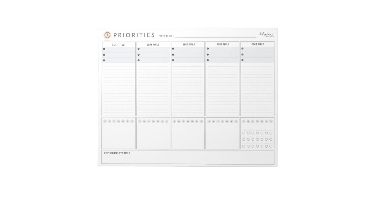 Weekly Priorities Planner Notepad | Zazzle