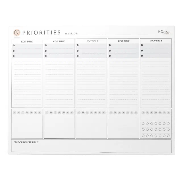 Weekly Priorities Planner Notepad | Zazzle