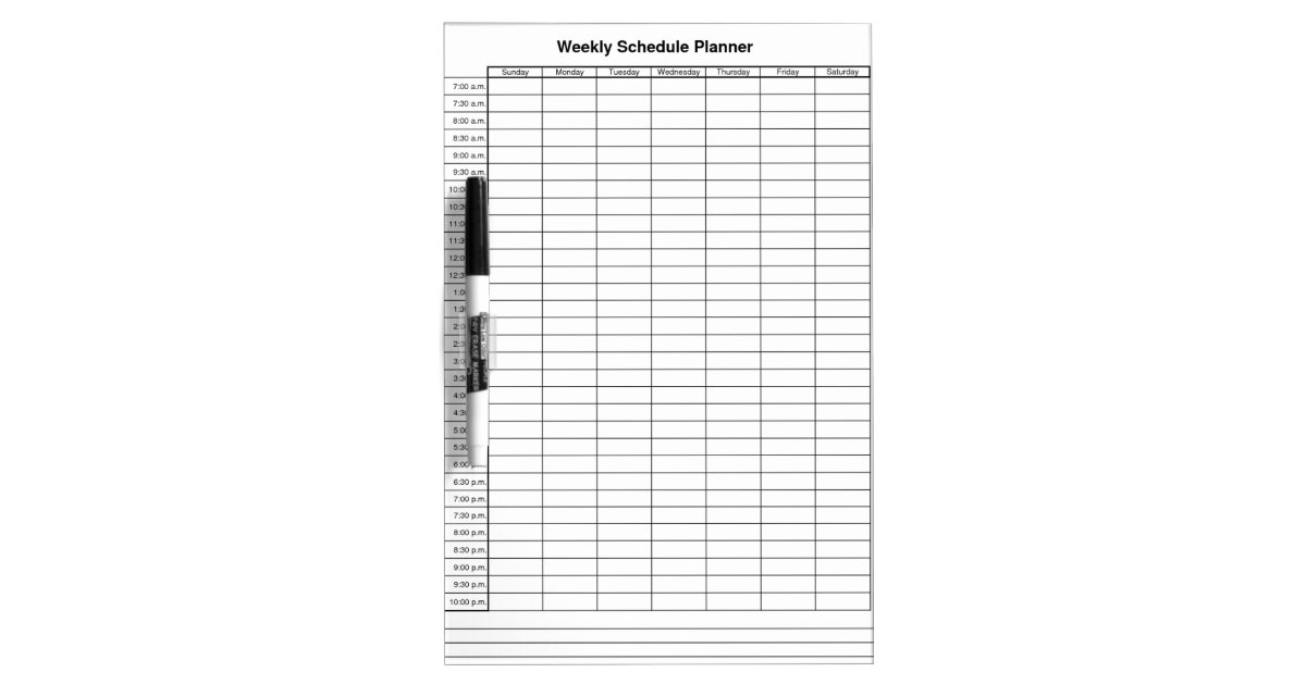 Weekly Schedule Planner Dry-Erase Board | Zazzle