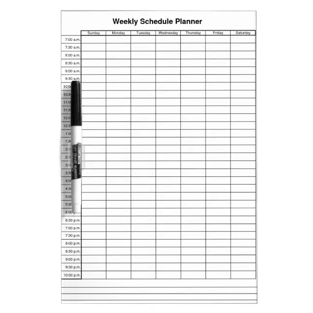 Weekly Schedule Planner Dry-Erase Board | Zazzle