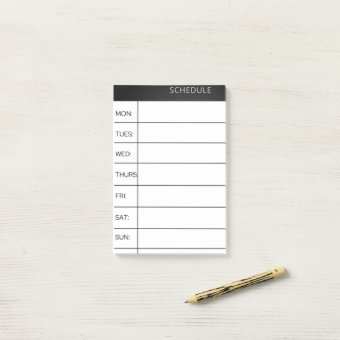 Weekly Schedule Tracker Post it notes | Zazzle