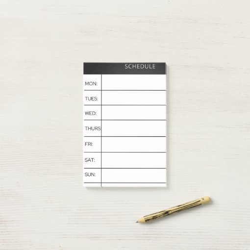Weekly Schedule Tracker Post it notes | Zazzle