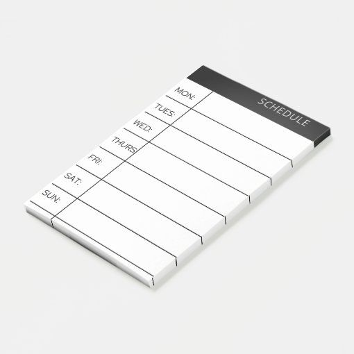 Weekly Schedule Tracker Post it notes | Zazzle